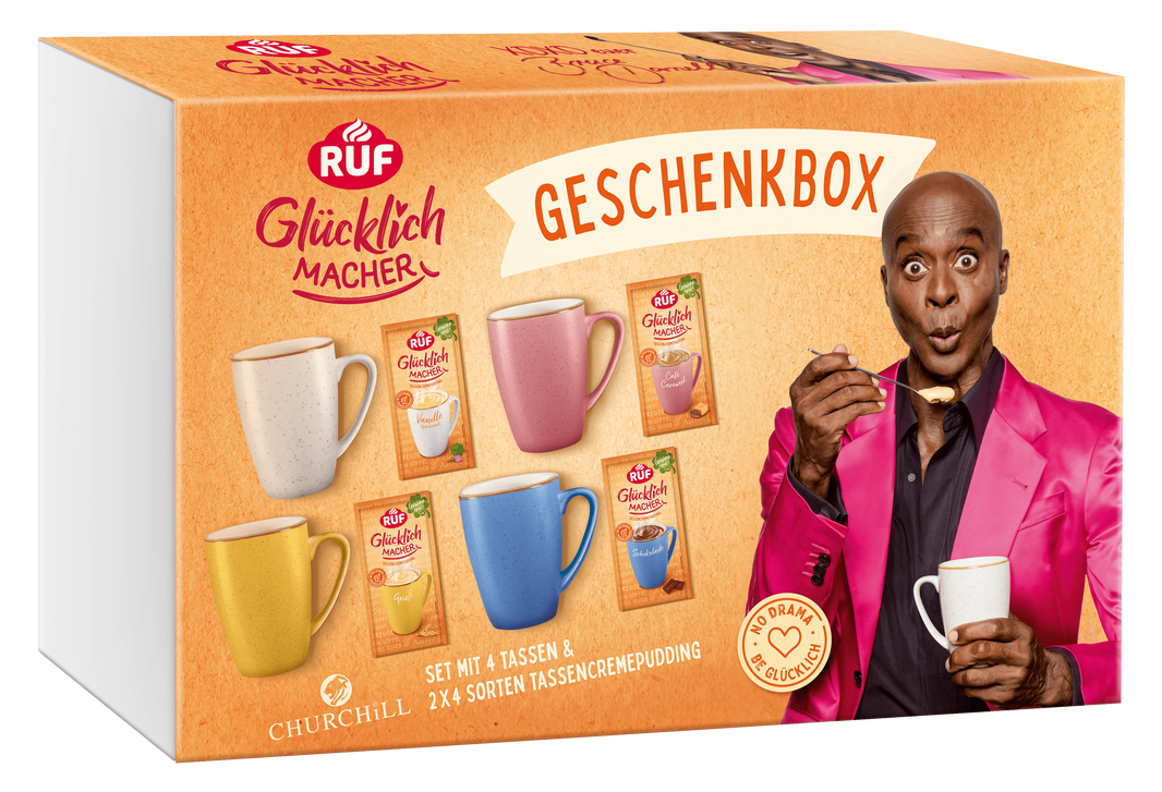 Glücklichmacher Tassenpudding Geschenkboxen